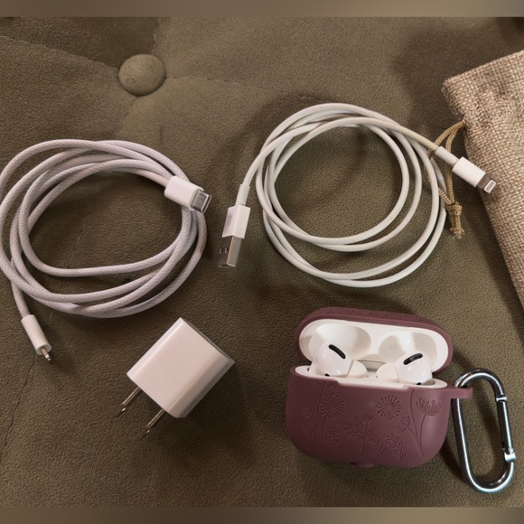 Apple | Headphones | Apple Airpods Pro Earbuds With Burgundy Cover ...